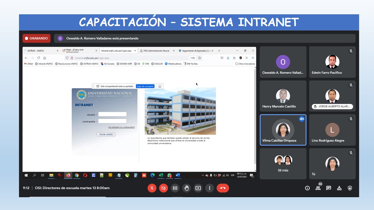 CAPACITACIÓN – SISTEMA INTRANET – OSI – DIRECTORES DE ESCUELA ...