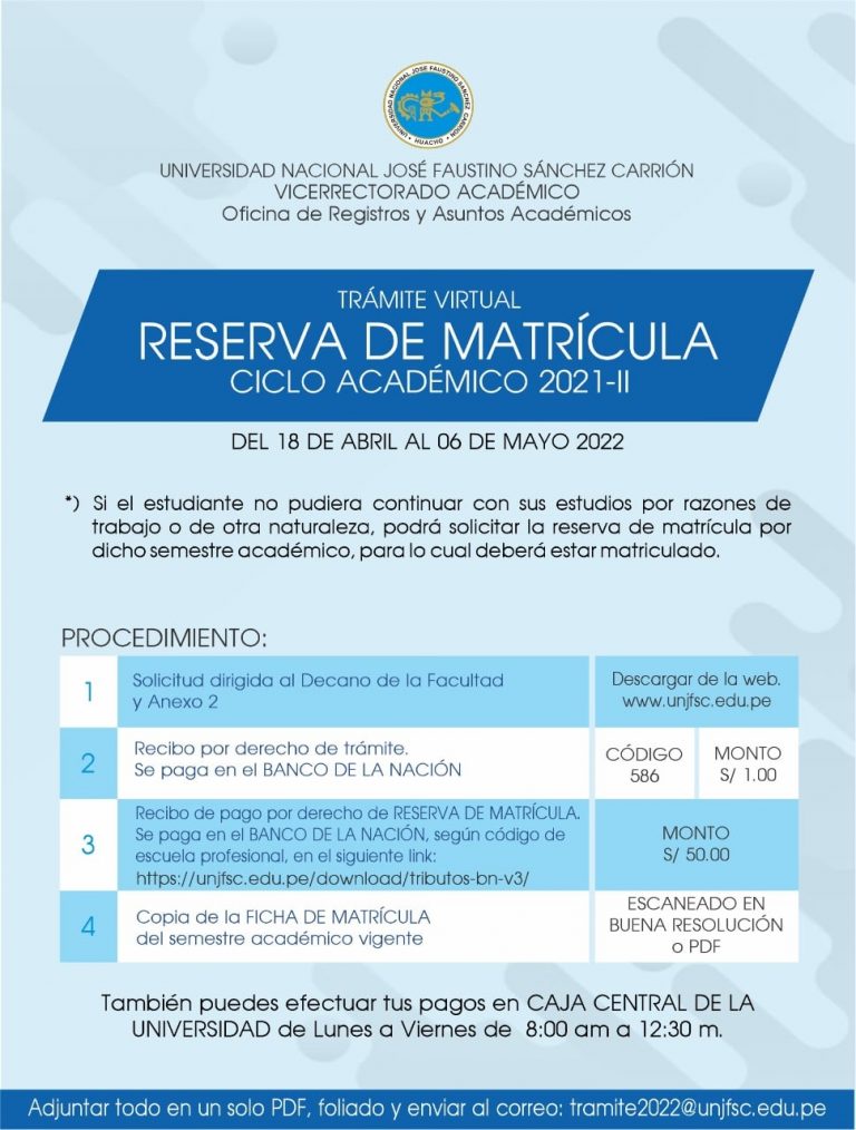 PROCEDIMIENTO PARA LA RESERVA DE MATRÍCULA – Universidad Nacional José ...